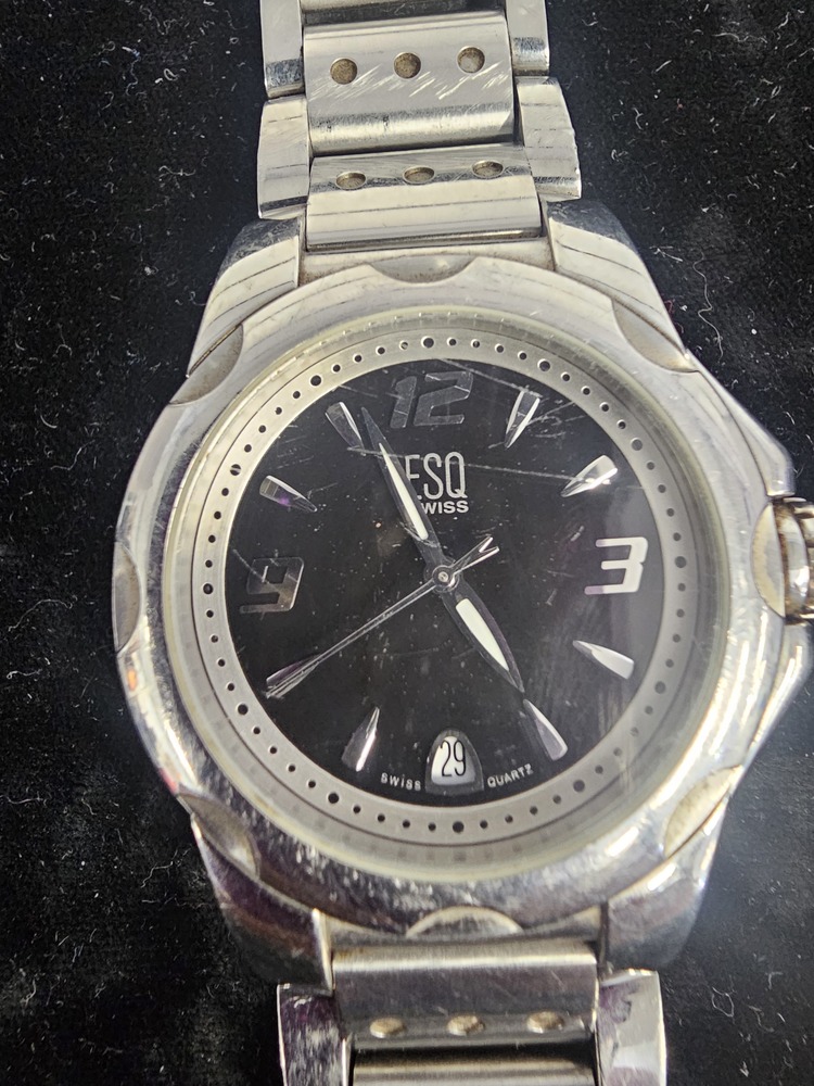 ESQ by MOVADO Stainless Steel Quartz Sport Watch E5326 Black Dial ...