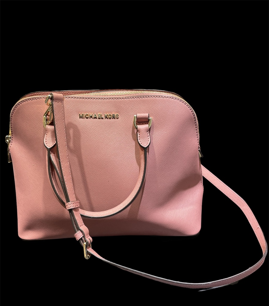 MICHAEL KORS CINDY LARGE LEATHER DOME SATCHEL SHOULDER pink (PreOwned ...