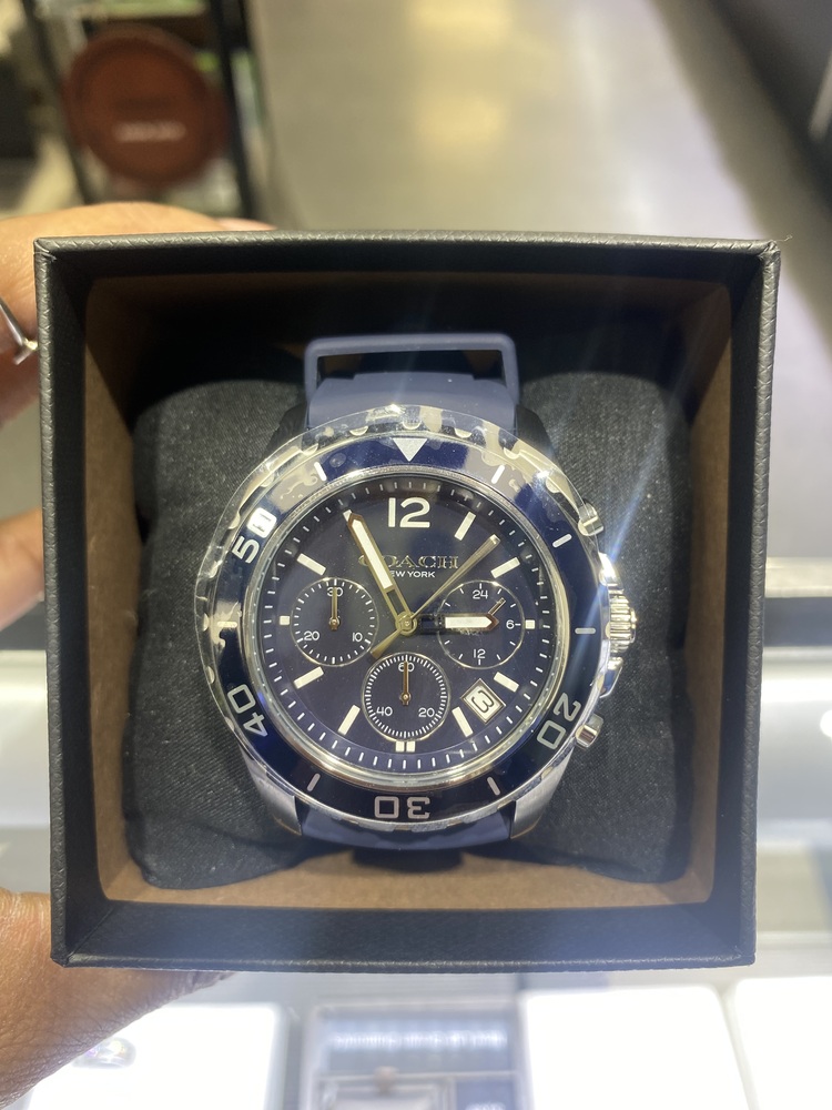 COACH Kent Blue Dial Navy Silicone Strap Chronograph Watch 44mm ...